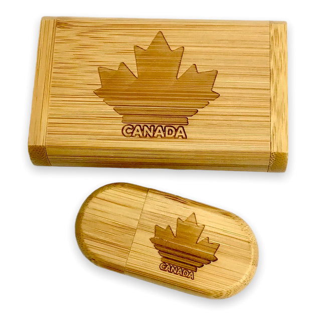 Canada Maple Leaf Engraving Novelty Wood USB 3.0 Flash Drive 32GB Data