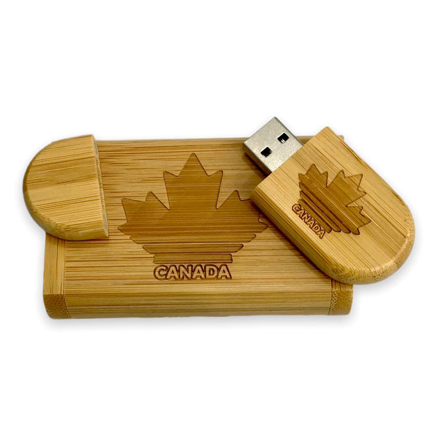 Canada Maple Leaf Engraving Novelty Wood USB 3.0 Flash Drive 32GB Data