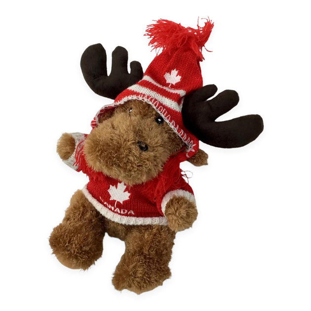 Canada Moose Plush Toy | Canada Moose with Maple Leaf Sweater and Hat