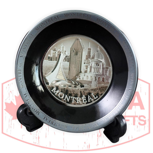 Ceramic Plate Montreal Landmark Vintage | 4.5"D Plate W/ Stand & Box