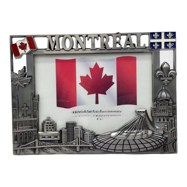 PHOTO FRAME MONTRÉAL SCENIC VINTAGE EMBOSSED 3D CUT 7.5” x 5.5” METAL