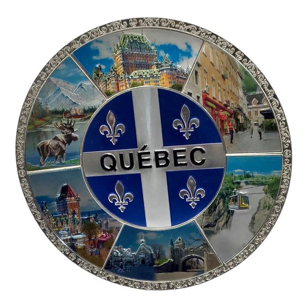 Canada /Québec Scenic Souvenir Tin Plate Gift 6” Circle Shaped